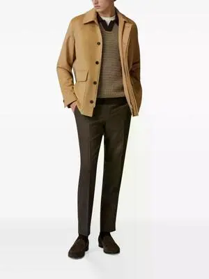 LARDINI Striped Long-sleeve Polo Shirt - Neutrals