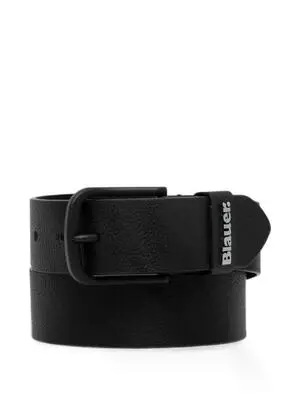 BLAUER. Logo-detail Leather Belt - Black