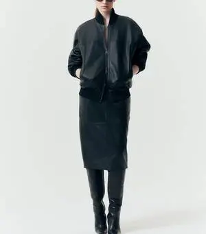 Marella Leather Bomber Jacket
