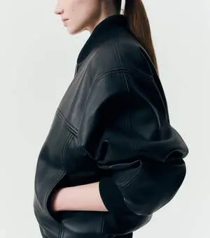 Marella Leather Bomber Jacket