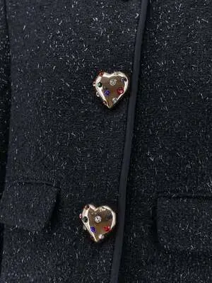 SELF-PORTRAIT Cropped Wool Blend Blazer With All-over Laminated Details