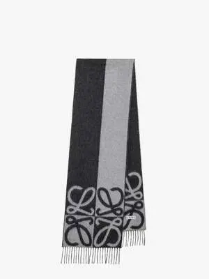 Loewe Wool And Cashmere Blend Scarf - Grey