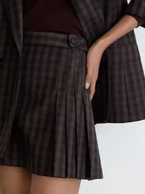 REISS Wool Pleated Mini Skirt