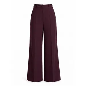 FAZA ATELIER Burgundy High Waisted Wide Leg Trousers The Hourglass - Red