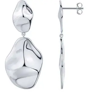HARFI Hammered Teardrop Dangle Earrings - Silver