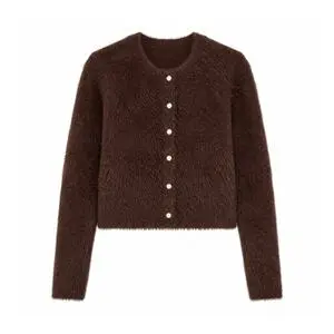YUMI Eyelash Knit Cropped Cardigan