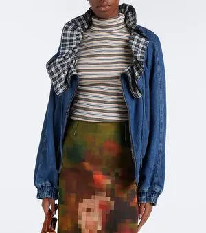 Dries Van Noten Checked Ruffled Denim Jacket