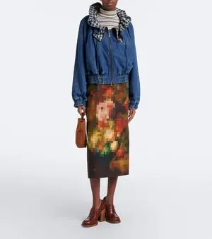 Dries Van Noten Checked Ruffled Denim Jacket