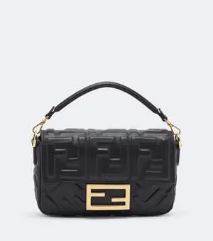 Fendi Baguette® Mini Leather Top-handle Bag - Black