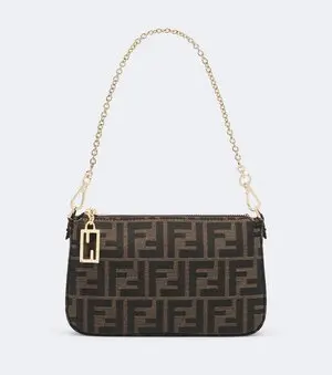Fendi Tube Ff Zucca Pouch With Strap - Brown