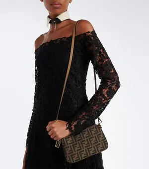 Fendi Tube Ff Zucca Pouch With Strap