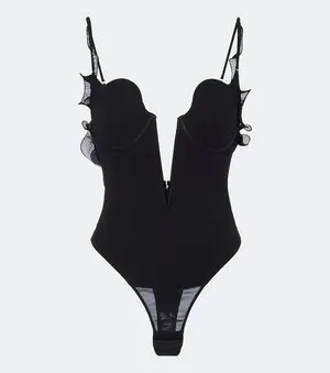 TOM FORD Ruffled Silk Bodysuit - Black