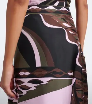 Emilio Pucci Dune Asymmetric Silk Twill Midi Skirt