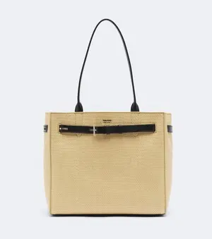 TOM FORD Audrey Medium Woven Shoulder Bag - Beige