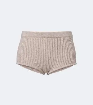 Magda Butrym Ribbed-knit Wool Shorts - Beige