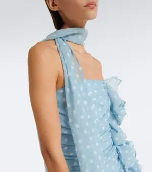 Nina Ricci Polka-dot Silk Bustier Dress