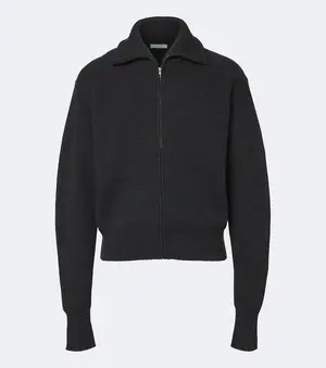 LEMAIRE Ribbed-knit Wool Zip-up Cardigan - Grey