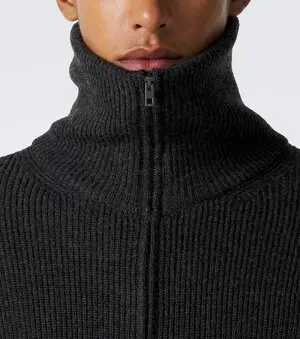 LEMAIRE Ribbed-knit Wool Zip-up Cardigan