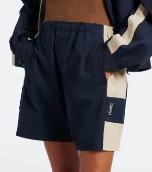 Saint Laurent Logo Cotton Shorts