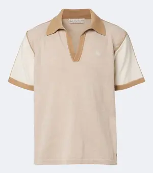 GOD'S TRUE CASHMERE Biscotti Cashmere Polo Shirt With Tiger's Eye