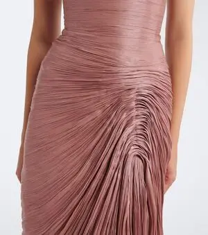 MARMAR HALIM Pleated Satin Gown