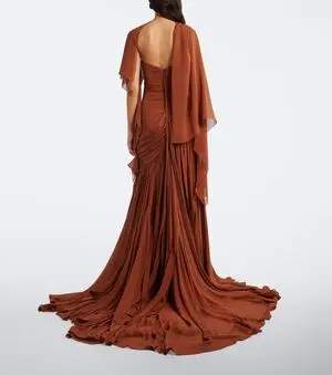 MARMAR HALIM Draped Georgette Bustier Gown