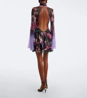 Roberto Cavalli Floral Open-back Silk Minidress