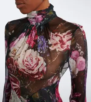 Roberto Cavalli Floral Open-back Silk Minidress