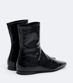 TOTEME Croc-effect Leather Ankle Boots