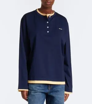 Miu Miu Layered Cotton Jersey Henley Shirt