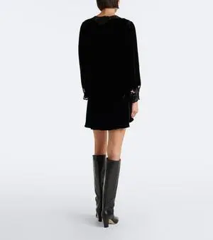 Rixo Carolina Lace-trimmed Velvet Minidress