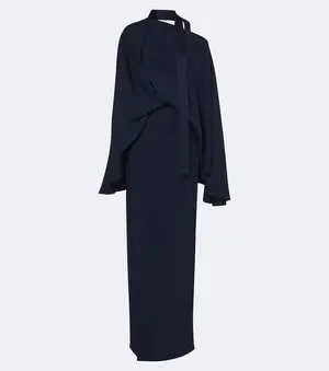TALLER MARMO Brooks Scarf-detail Crepe Cady Gown - Blue