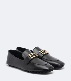 Fendi Tube Leather Driving Shoes - Black