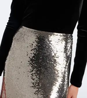 Monique Lhuillier Sequined Velvet-paneled Off-shoulder Gown