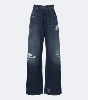 Dolce & Gabbana Distressed Oversized Wide-leg Jeans - Blue