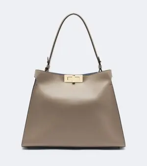 Fendi Way Medium Leather Shoulder Bag - Beige