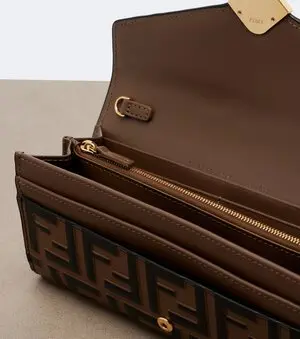 Fendi Ff Diamonds Leather Wallet On Chain