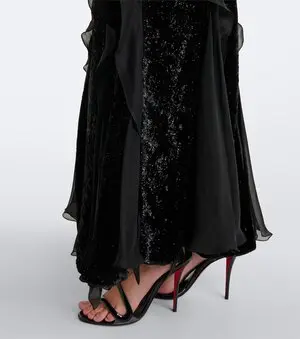 Roberto Cavalli Embellished Ruffled Velvet Gown