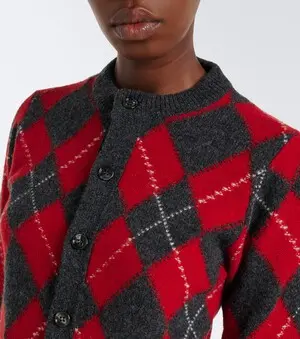 AMI Paris Argyle Virgin Wool Cardigan