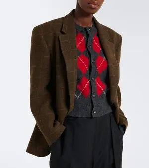 AMI Paris Argyle Virgin Wool Cardigan