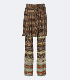 Dries Van Noten Printed Layered Wide-leg Pants - Multicoloured