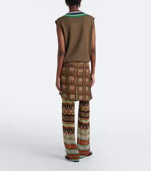 Dries Van Noten Printed Layered Wide-leg Pants