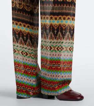 Dries Van Noten Printed Layered Wide-leg Pants