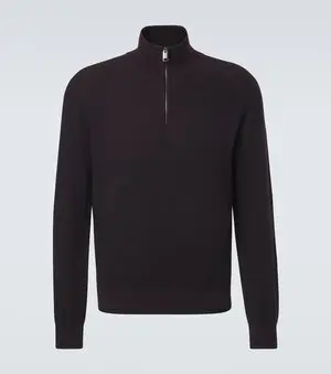 Brioni Cashmere And Wool Half-zip Sweater - Purple