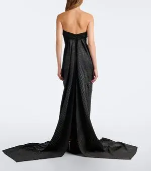 MARMAR HALIM Pleated Satin Bustier Gown