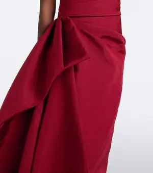 Monique Lhuillier Asymmetric Draped Silk Bustier Gown
