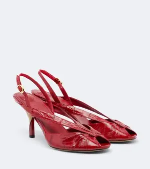 Jacquemus Poisson Leather Peep-toe Pumps - Red