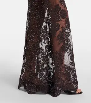SELF-PORTRAIT Sheer Sequined Lace Gown