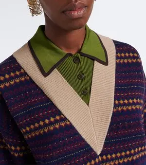 Dries Van Noten Jacquard Wool-blend Polo Sweater