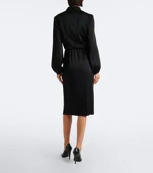 Max Mara Elegante Draped Satin Midi Dress
